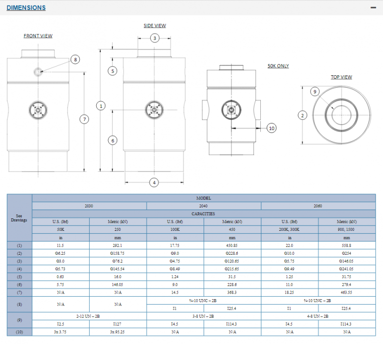 2000 High Precision Canister Load Cell - Durham Instruments