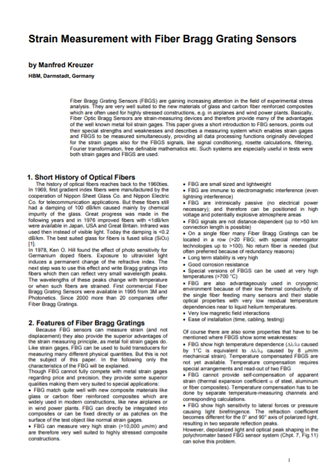 Optical Strain Gauges – Fiber Braggs Grating - Durham Instruments
